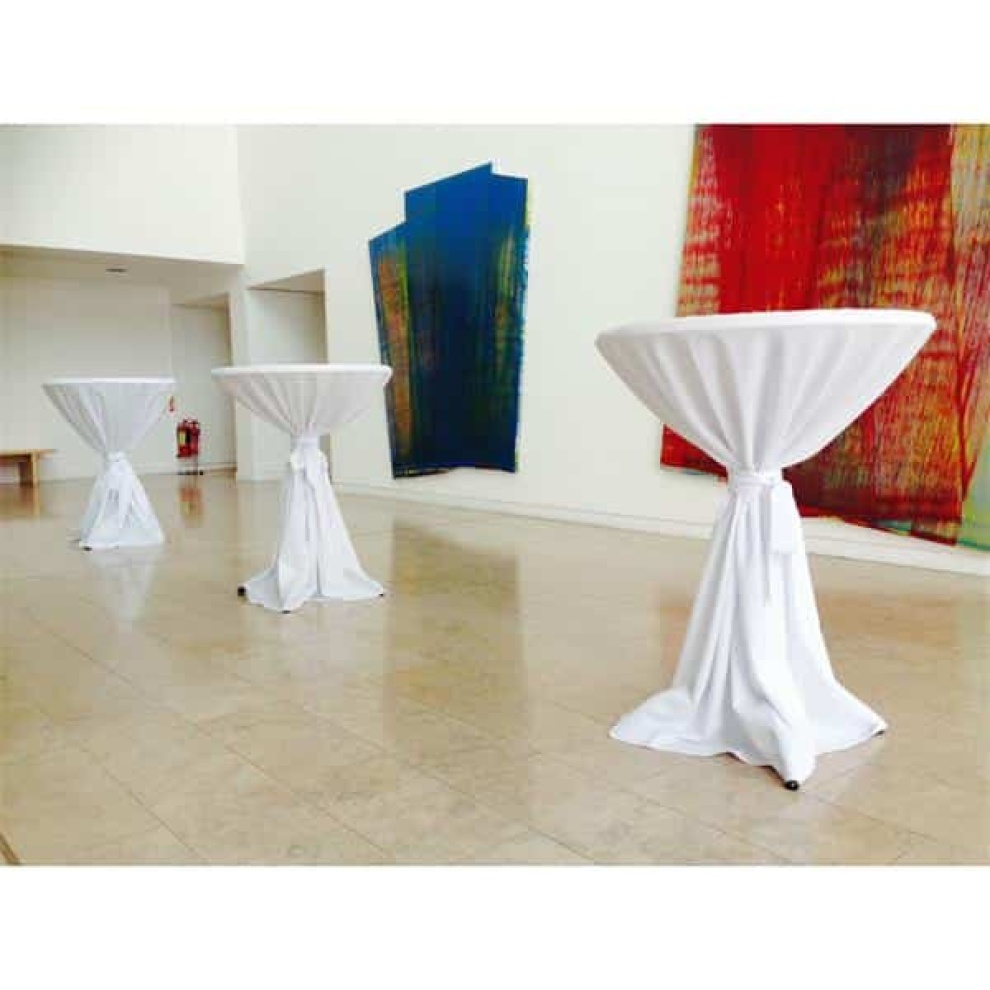 Classic White Full-Length Pod Linen for High Bar Tables - Select Hire